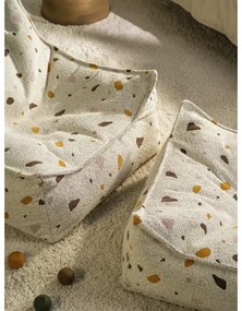 Bílý dětský sedací vak z textilie bouclé/žinylkový Terrazzo Square – Wigiwama