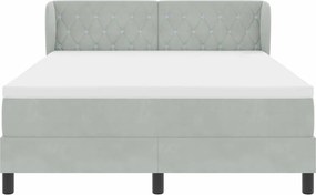 Postel s boxspringem s čelo Světle šedá 160 x 200 cm samet 3340340