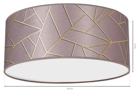 Stropní svítidlo Ziggy Round, 1x růžové/zlaté textilní stínítko, (bílé plexisklo), (fi 40 cm)