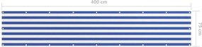 Balkónová zástěna bílo-modrá 75 x 400 cm oxfordská látka 134913