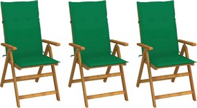 vidaXL Skládací zahradní židle s poduškami 3 ks masivní akáciové dřevo [3064089] Barva: Královská modř