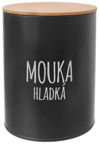 Kulatá plechová dóza HLADKÁ MOUKA Black