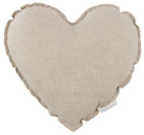 Cotton &amp; Sweets Mini lněný polštář srdce přírodní 28 cm