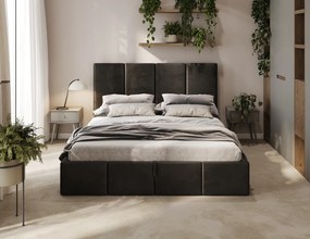 ComfortMatrace Čalouněná postel se zvedacím roštem a úložným prostorem Valencia Barva: Černá/Black, Rozměr: 90x200 cm, Výška čela u hlavy: 120 cm