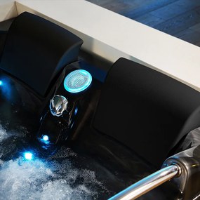 BPS-koupelny Hydromasážní vířivá vana VENEZIA 761R 180x120 PRAVÁ ČERNÝ MRAMOR s ohřevem vody