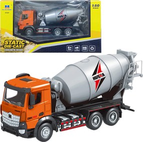 LEAN Toys Domíchávač betonu stavební vozidlo kovový Huina oranžový 1:50