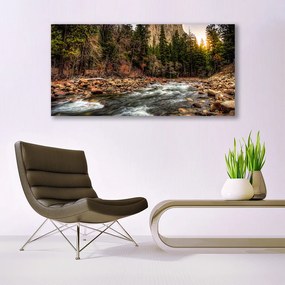 akrylový obraz Les Jezero Příroda 120x60 cm