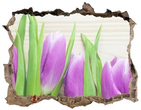 Wallmuralia Samolepící díra nálepka Fialové tulipány 95x64 cm