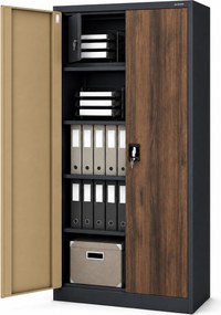 Kovová skříň s úložným prostorem antracitová/ořech, 900x1850x450 mm: TOMASZ Eco Design