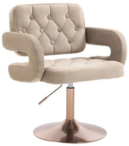 LuxuryForm DESIGN Židle ADRIA VELUR na zlaté kulaté podstavě - latte