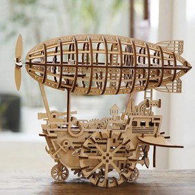 RoboTime 3D dřevěné mechanické puzzle Fantastická vzducholoď