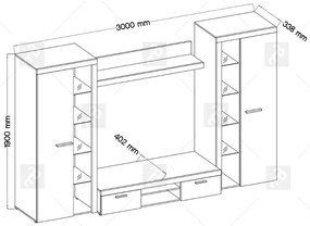 Obývací stěna Rumba XL Bílý/Beton Světlý