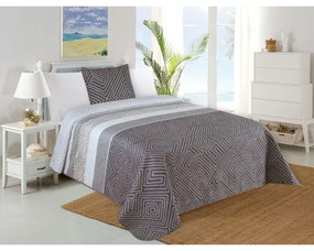 Šedý prošívaný set přehozu a povlaku na polštář 140x220 cm Plaza – My House