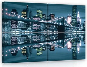 Obraz 120x80 New York Brooklynský most panorama noc odraz město