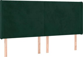Box spring postel s matrací a LED tmavě zelená 160x200 cm samet 3139454