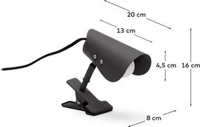 Černá kovová stolní lampa s klipem (výška 16 cm) Jula – Kave Home