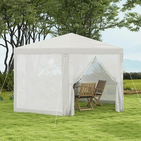 Outsunny Pavilon 4x3m Hexagonální Voděodolný Stabilní Zimní Pavilon s Moskytiérou a 6 Bočními Panely pro Zahradní Akce, Krémová
