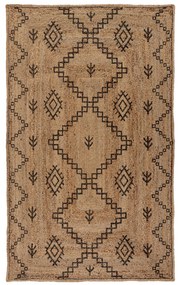 Flair Rugs, Kusový koberec Printed Jute Rowen Natural/Black, 200x290, béžová, chodba / předsíň