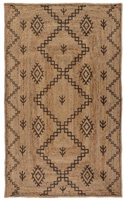Flair Rugs, Kusový koberec Printed Jute Rowen Natural/Black, 200x290, béžová, chodba / předsíň