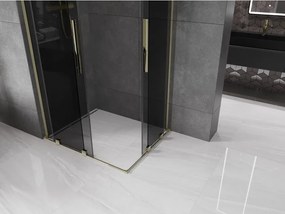 Mexen Velar L Duo, sprchový kout s posuvnými dveřmi 100 x 90 cm, 8mm šedé sklo, zlatá lesklá, 871-100-090-02-43-50