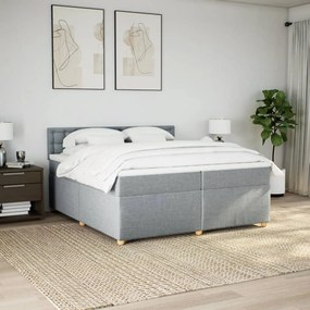 Box spring postel s matrací světle šedá 200 x 200 cm textil 3286801