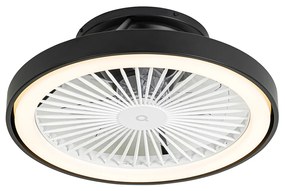 Chytrý stropní ventilátor černý 54 cm vč. LED stmívatelný s dálkovým ovládáním - Dave