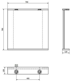 EBS K-Plus Zrcadlo 70x70x12 cm, s osvětlením S_PLUSZ70