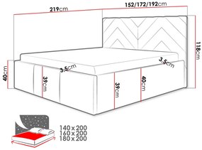 Manželská postel s úložným prostorem 160x200 SUELA - šedá