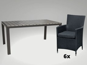 Hliníkový zahradní nábytek: stůl Jersey 160cm šedý a 6 křesel Vittorio