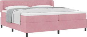 Postel s boxspringem s čelo Růžová 200 x 200 cm samet 3340357