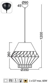 ACA DECOR Závěsné svítidlo MADONNA max. 60W/E27/230V/IP20, černá barva