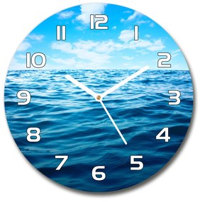 Wallmuralia Skleněné hodiny kulaté Mořská voda fi 30 cm