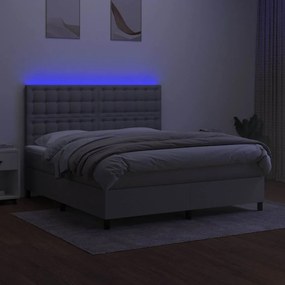 Box spring postel s matrací a LED světle šedá 180x200 cm textil 3135213