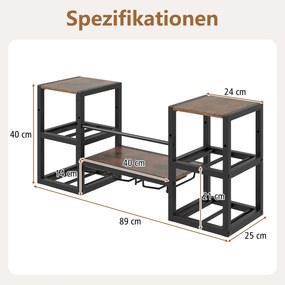 Costway Nástěnný stojan na víno s držákem na sklo Robustní kovový rám 8 Držák