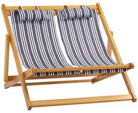 Outsunny Skládací zahradní lehátko pro 2 osoby, nastavitelné, nosnost 200 kg, teak/šedo-bílé, 108 x 105 x 85 cm