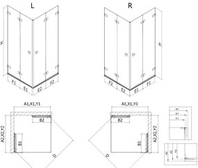 Mexen Lunar-F Duo, Skládací sprchový kout 100 x 75 cm, 8mm čiré sklo, černý profil, 836-100L-075P-70-00