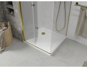 Mexen Lima sprchový kout 80x80cm, 6mm sklo, zlatý profil - čiré sklo + Slim sprchová vanička - 856-080-080-50-00-4010
