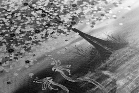 Obraz volavky pod magickým stromem v černobílém provedení Varianta: 120x80