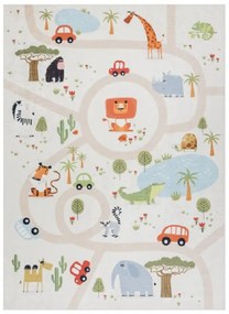 Dětský kusový koberec Bambino 1165 Zoo beige-80x150