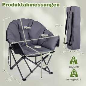 Costway Skládací kempingové křeslo 227 KG Heavy Duty polstrované skládací křeslo