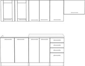 Kuchyňská linka Monika 180/240, dub sonoma