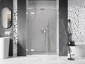 Mexen Lunar L, levé otočné sprchové dveře 140 cm, 8mm čiré sklo, bílý profil, 834SL-140-050-20-00-L