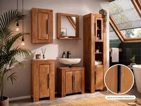 furniture-nabytek.cz - Koupelnová sada Osvaro akácie - Stříbrné kovové úchytky