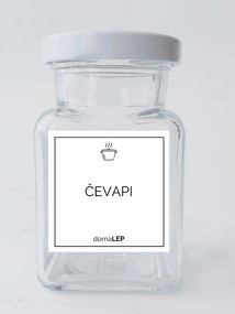 Samolepka na kořenky ČEVAPI bílá 5 × 5 cm základní písmo