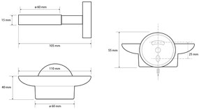 Sapho Sapho, X-ROUND COPPER mýdlenka, mléčné sklo, měď mat, XR803PG