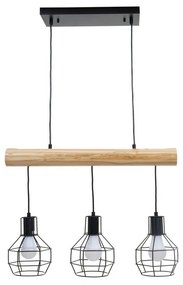Závěsné svítidlo H82 industrial, mrížka 3 74207 - kov / dřevo - Černá