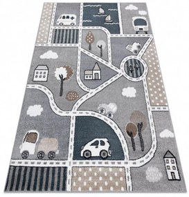Dětský kusový koberec Ulice ve městě šedý 140x190cm