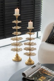 Zlatý kovový svícen ve tvaru stromku Tree Flower M – 22*22*62 cm