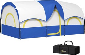 Outsunny Tunneltent, Stan pro 6 Osob se 3 Místnostmi, UV Ochrana, Síťová Okna, Odolný Rodinný Stan s Přenosnou Taškou, 3000mm Voděodolný Skupinový St…