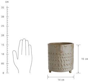 Butlers ETHNO Květináč s obličejem 14 cm - sv.hnědá